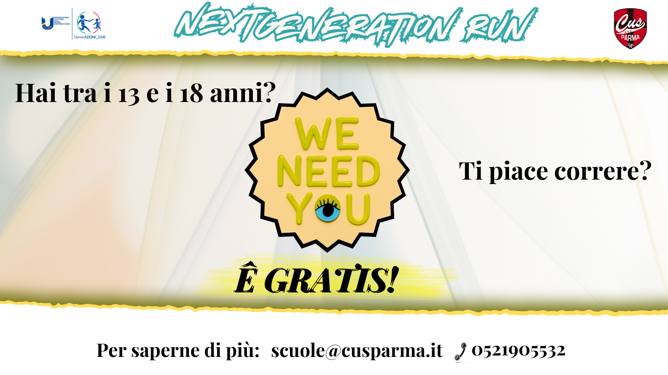 Next Generation Run: ZERO VINCOLI, RUN FREE! Scopri di più – CUS Parma ...